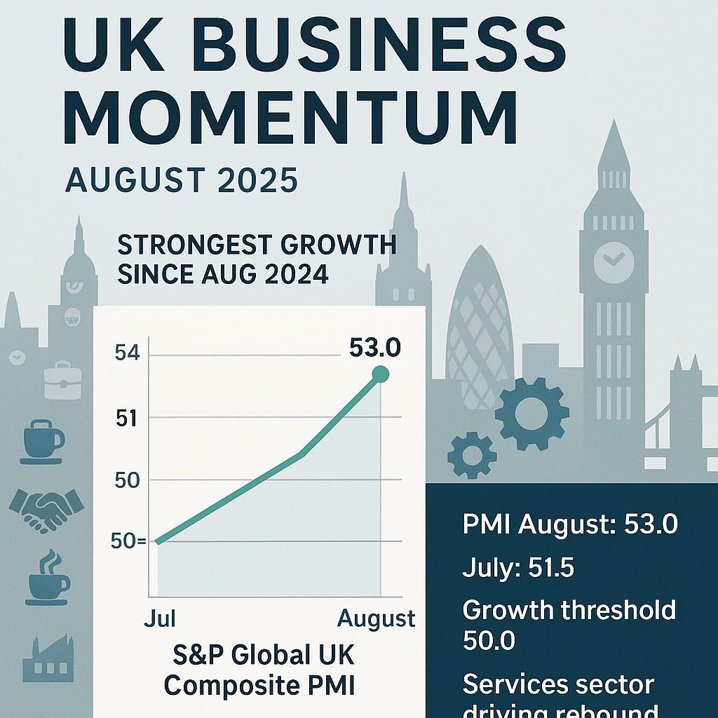 UK business activity hits one-year high in August - Pybus Recruitment